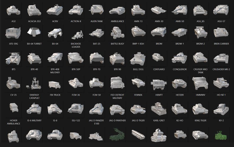 Military Vehicle STL Files for 3D Printing: 67 Tank & Truck Models ...