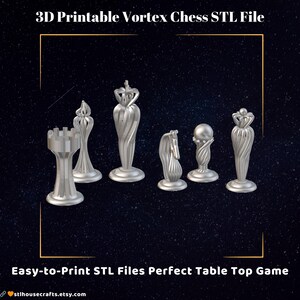 Vortex Chess Set STL – Modern Sculpted 3D Printable Game (instant ...
