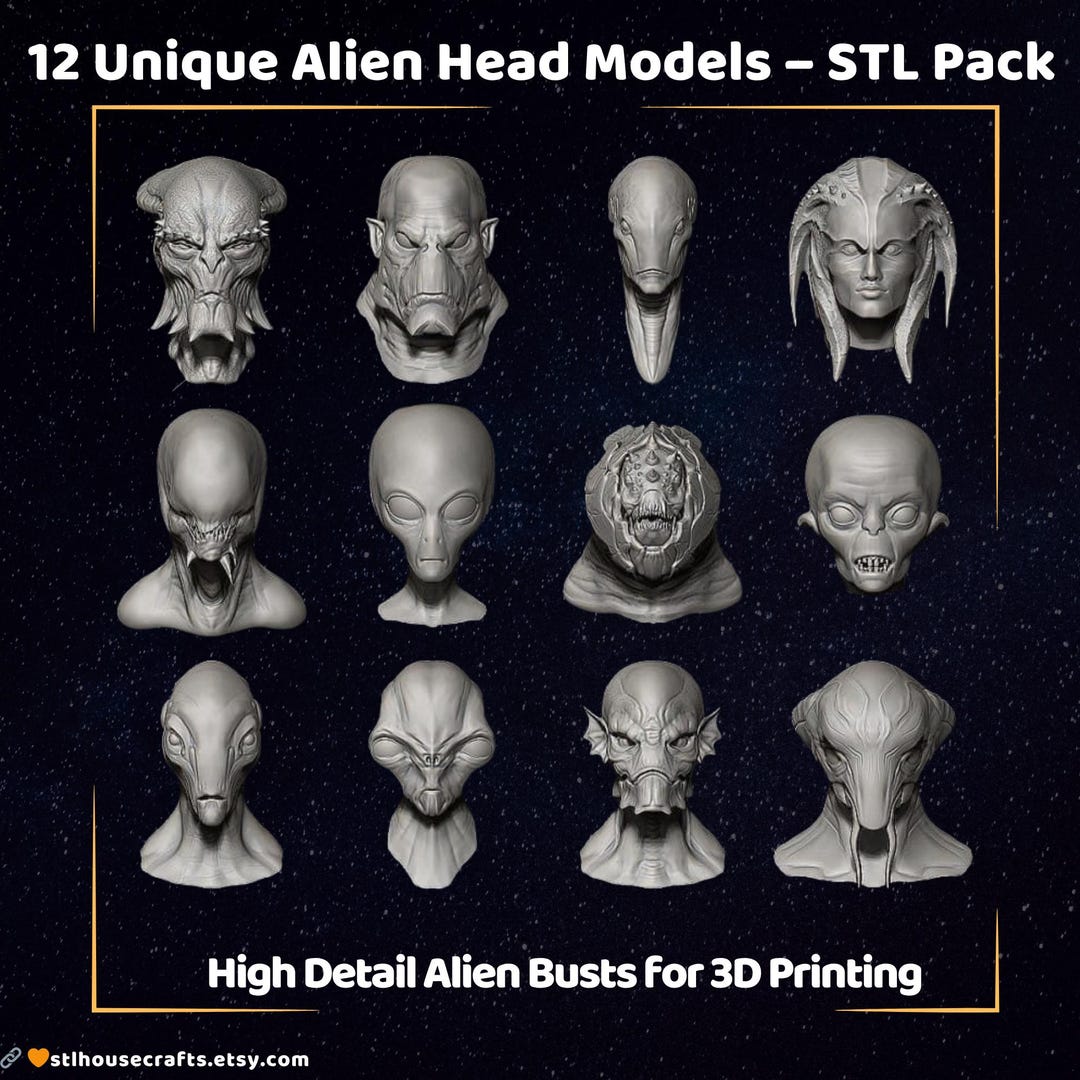 Alien Head STL Pack: Sci-fi Busts for 3D Printing (digital Download) - Etsy