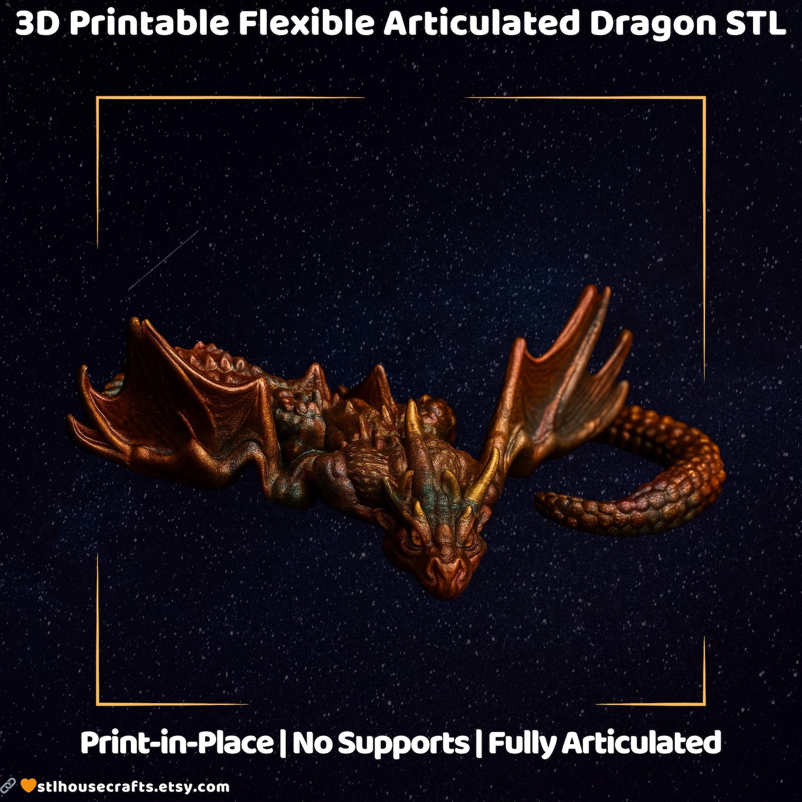 Articulated Dragon STL: Poseable 3D Printable Model (digital Download ...