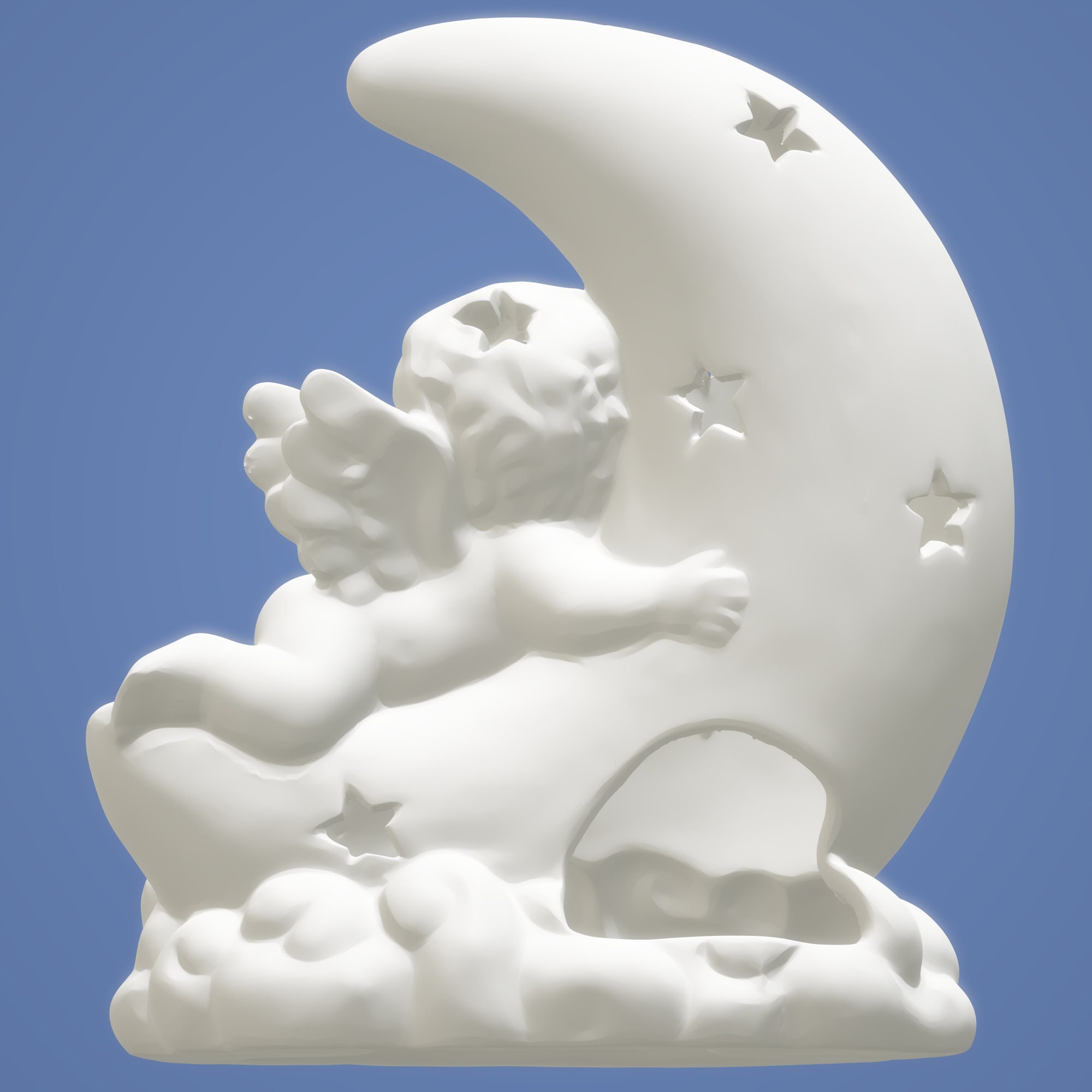 Angel on Moon STL File for 3D Printing Baby Angel Model for Printing ...