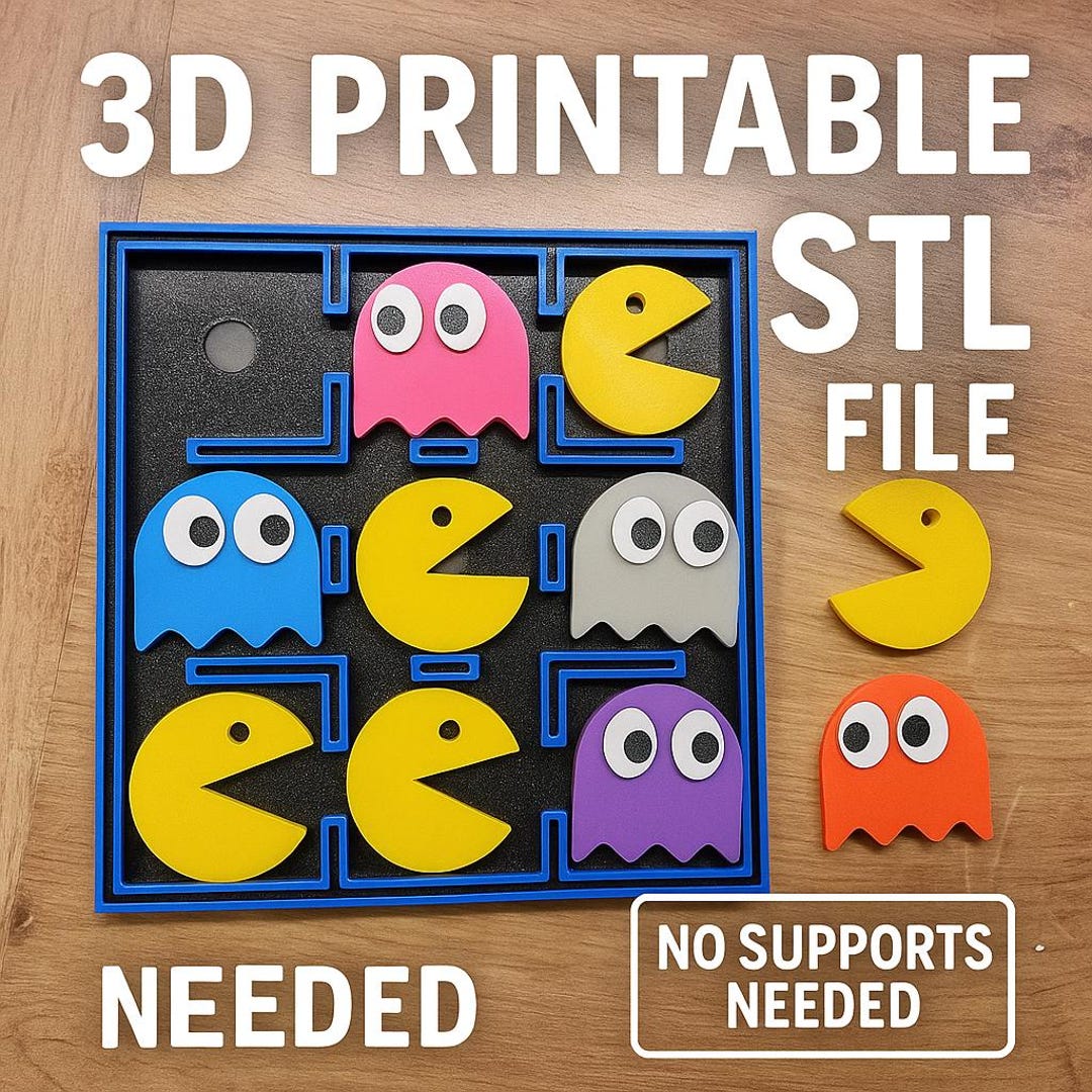 Pacman Tic Tac Toe STL File – 3D Printable Ghost Game Set – No Supports ...