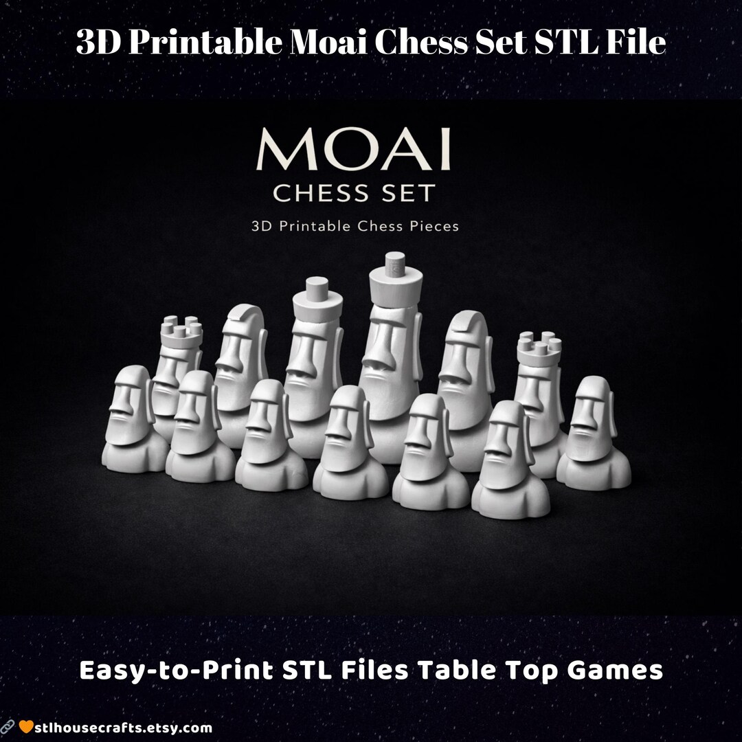Moai Chess Set STL File – 3D Printable Easter Island Theme (digital ...