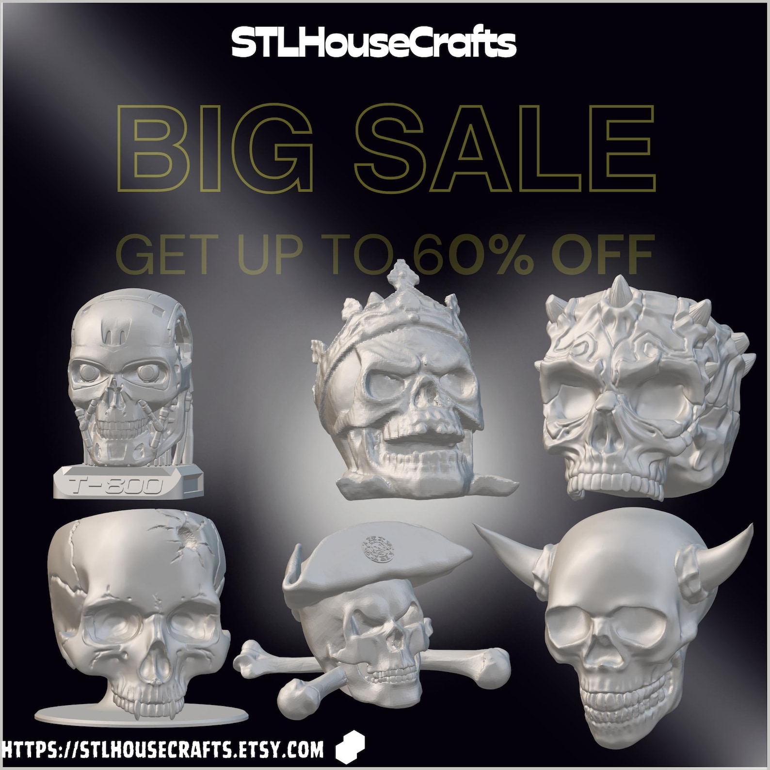 25 Different Skull Bundle Stl File High Detailed Skull for 3D Printing ...
