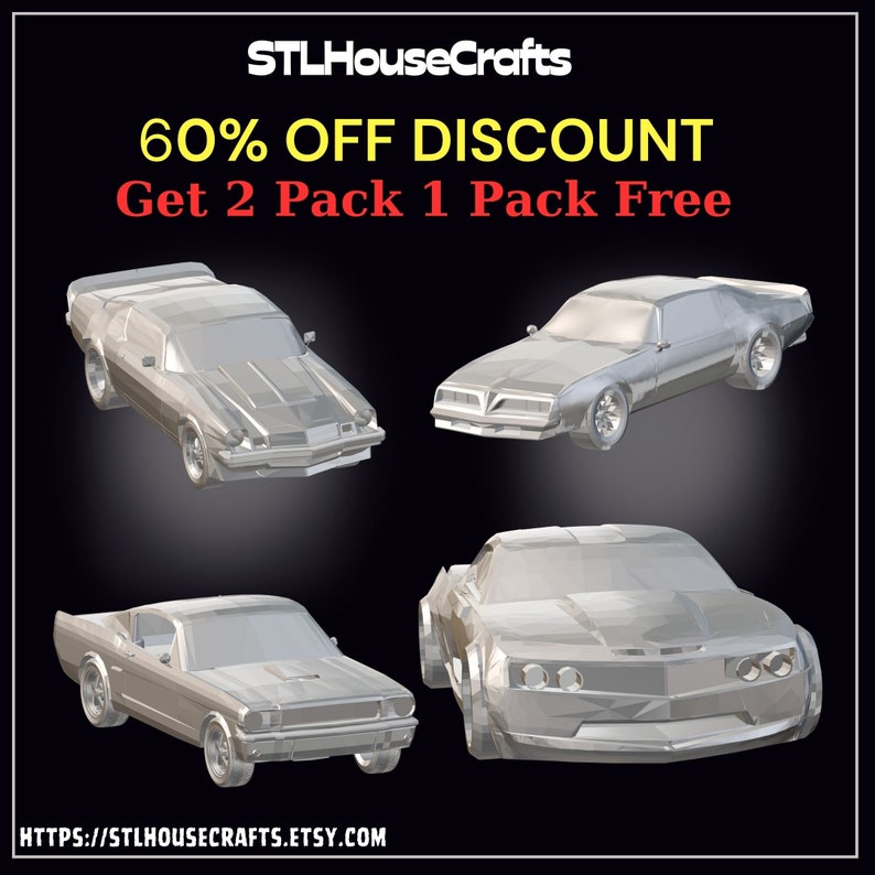 American Classic Car STL Bundle – Vintage Muscle Car 3D Print Models ...