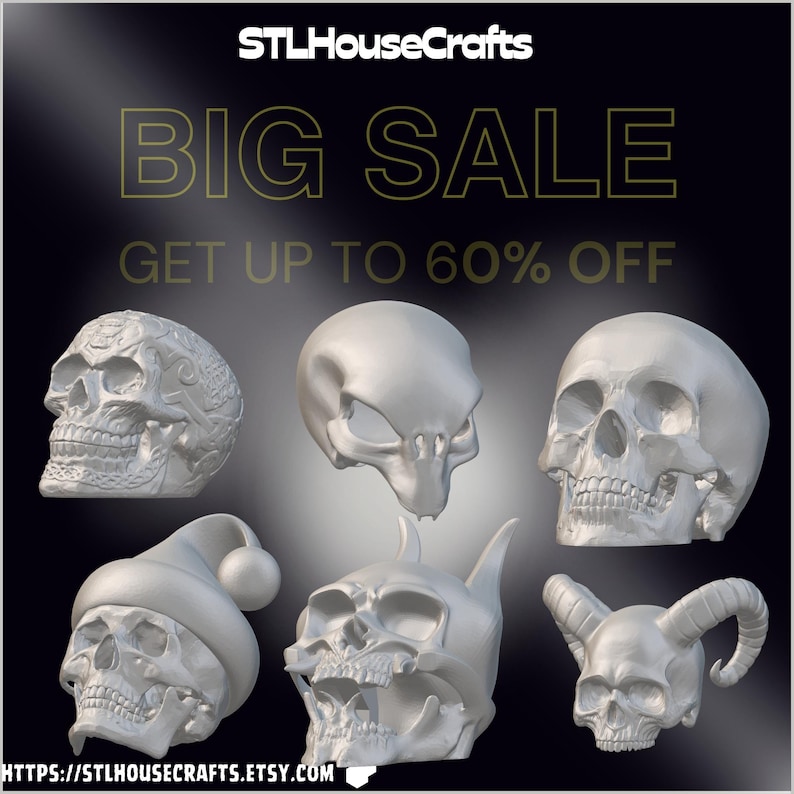 25 Different Skull Bundle Stl File High Detailed Skull for 3D Printing ...