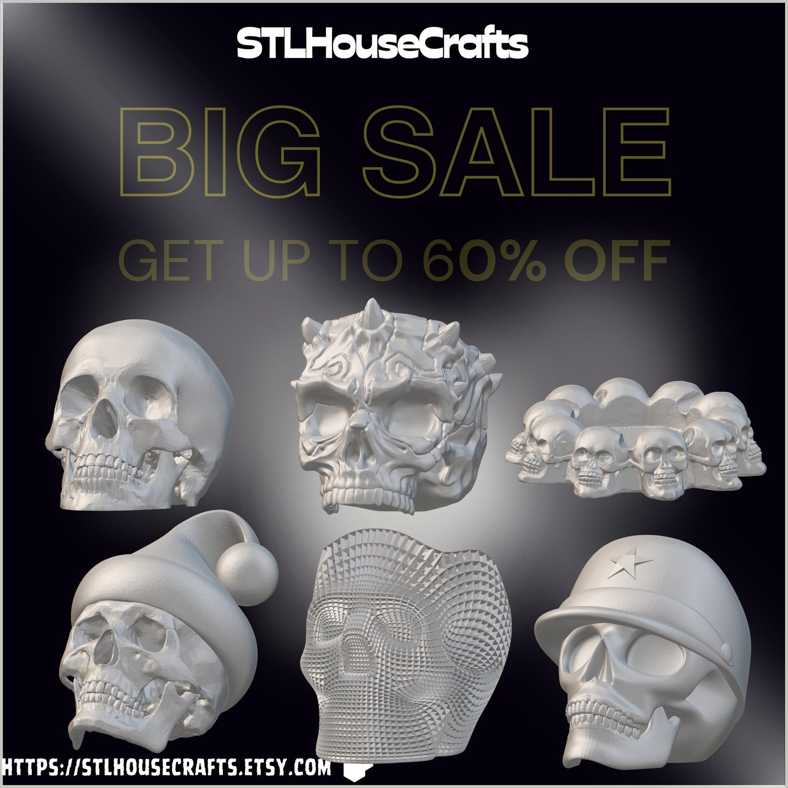 25 Different Skull Bundle Stl File High Detailed Skull for 3D Printing ...