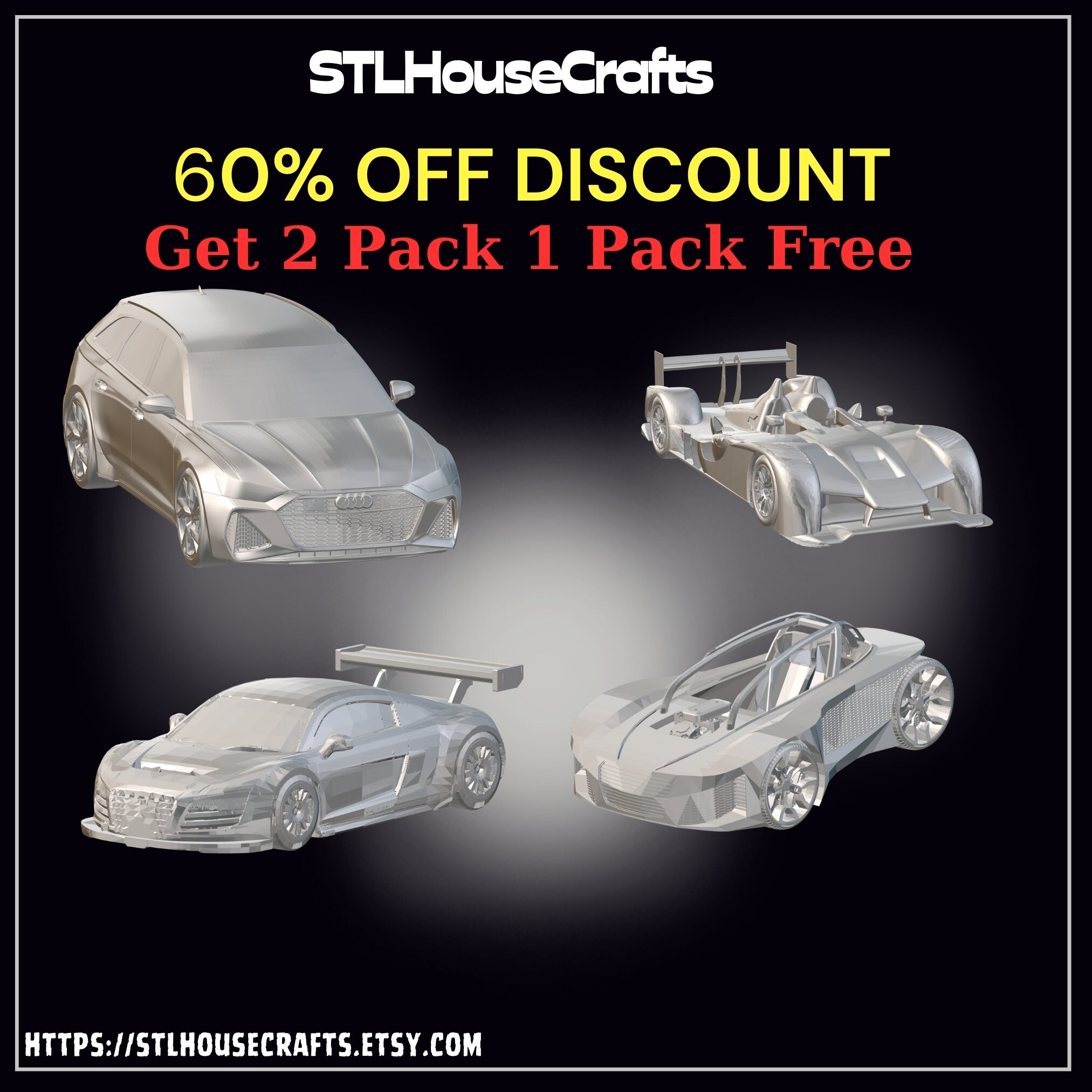 Mega Car Bundle Sport Cars Bmw Stl Audi Stl 24 Different Car STL-PNG ...