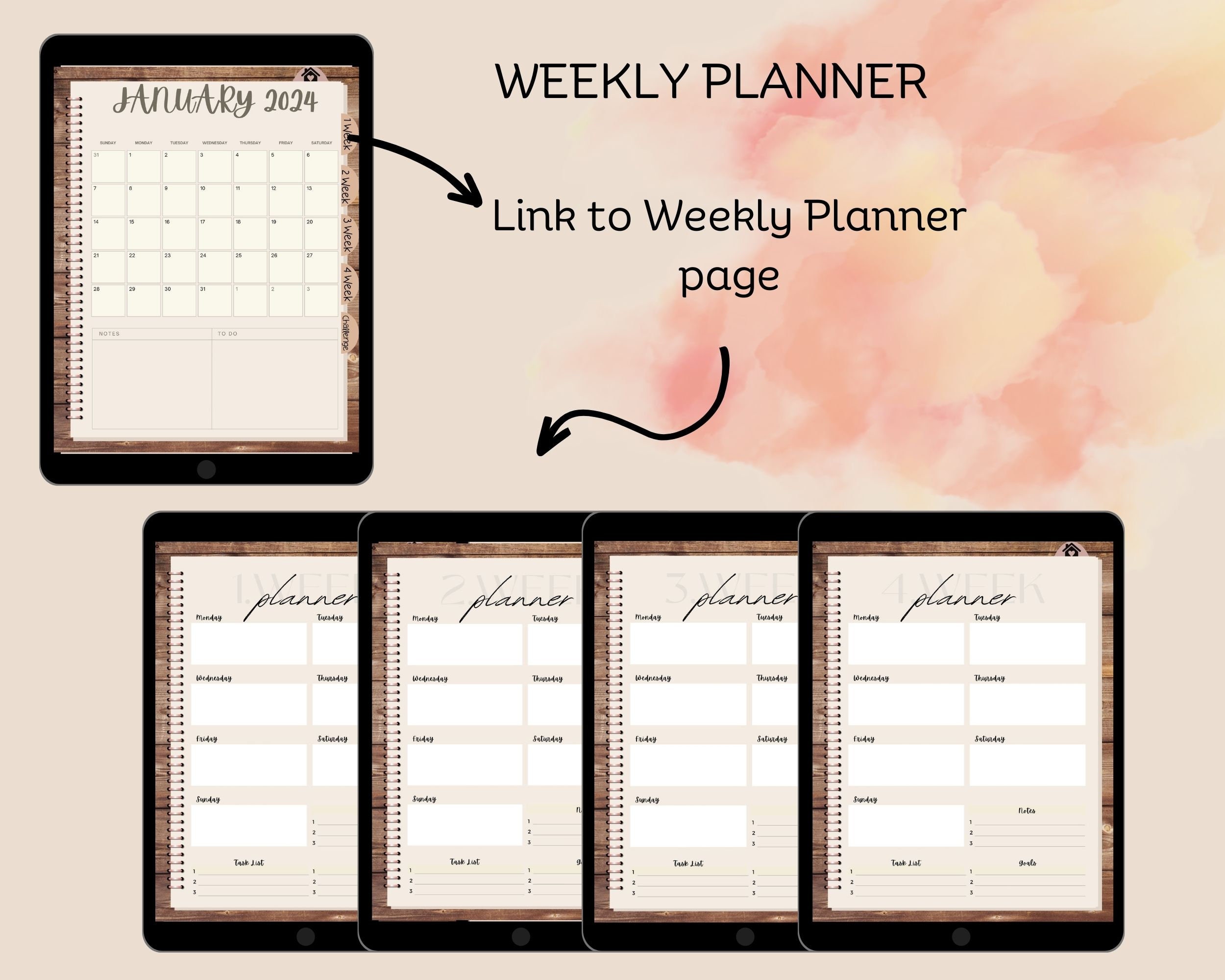 2024 Digital Planner, 2024 Planner, Dated Planner for 2024, Hyperlinked ...