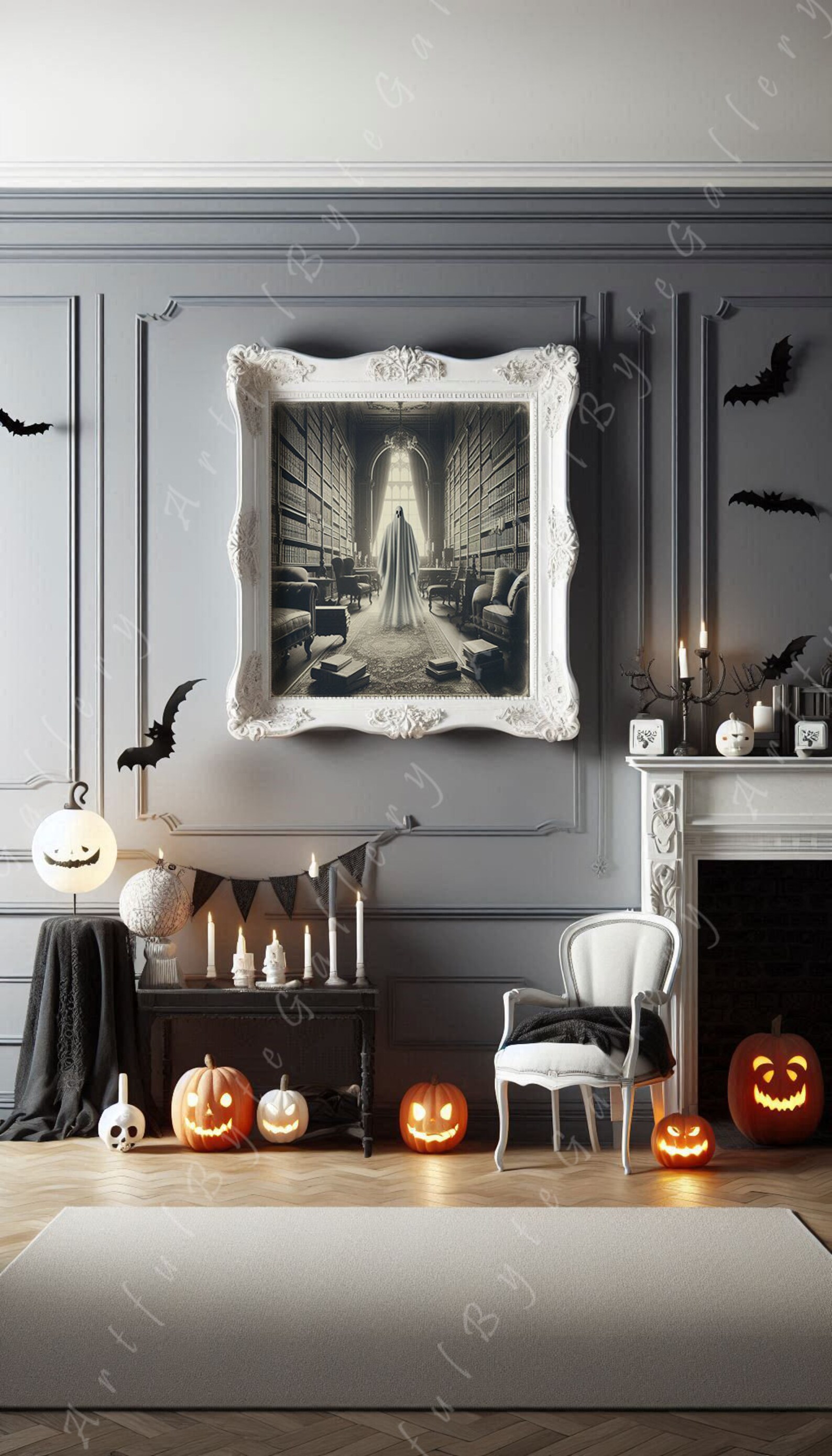Gothic Victorian White Frame Mockup | Halloween Art Display | Halloween ...