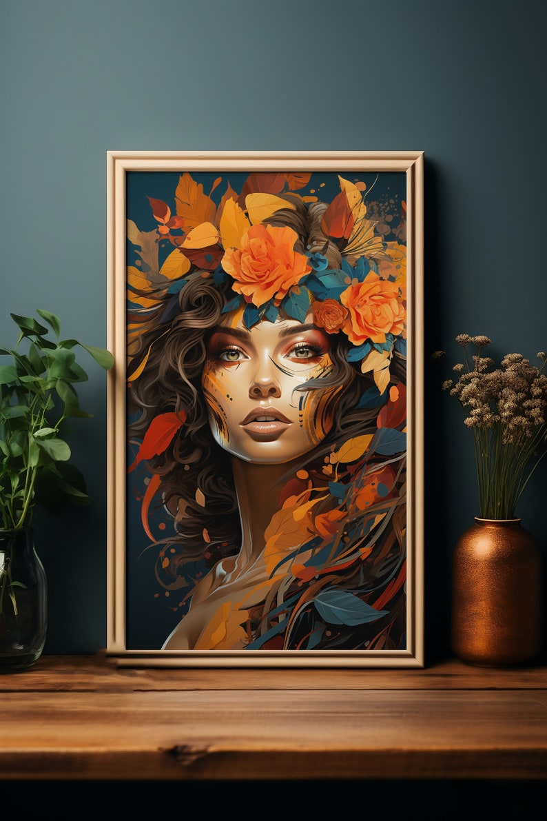 Woman Portrait Woman Face Wall Art Print Face Portrait Girl Poster Home ...