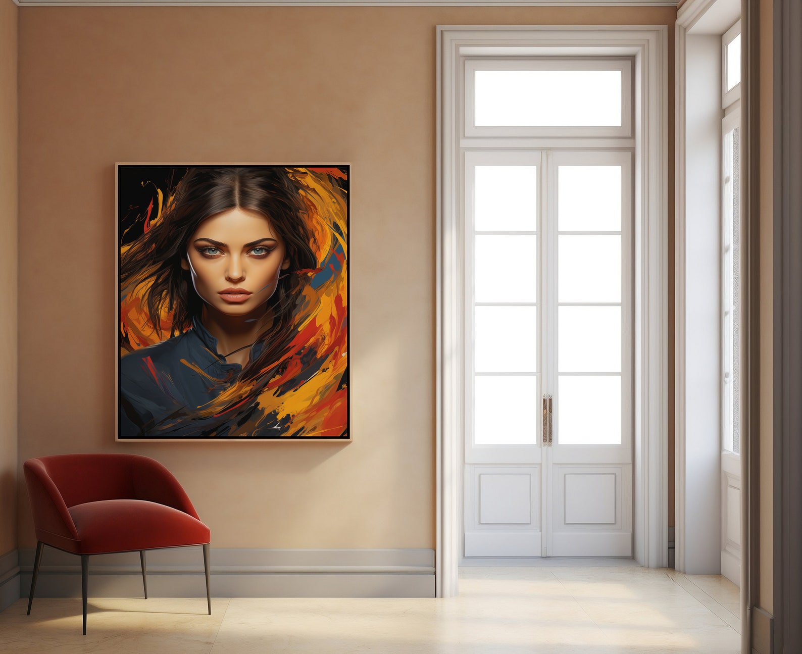 Woman Portrait Woman Face Wall Art Print Face Portrait Girl Poster Home ...
