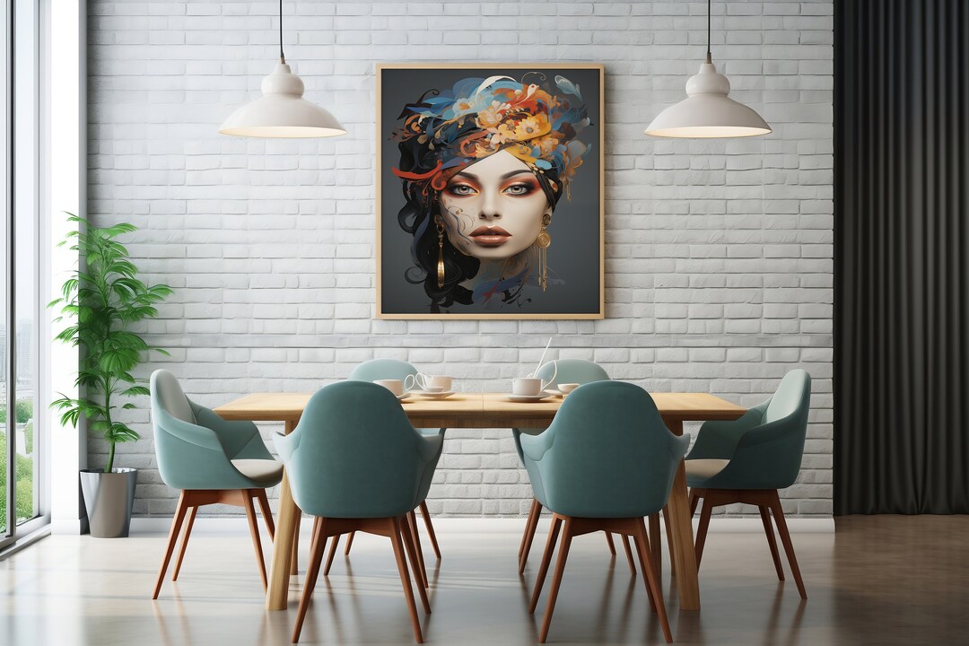 Woman Portrait Woman Face Wall Art Print Face Portrait Girl Poster Home ...