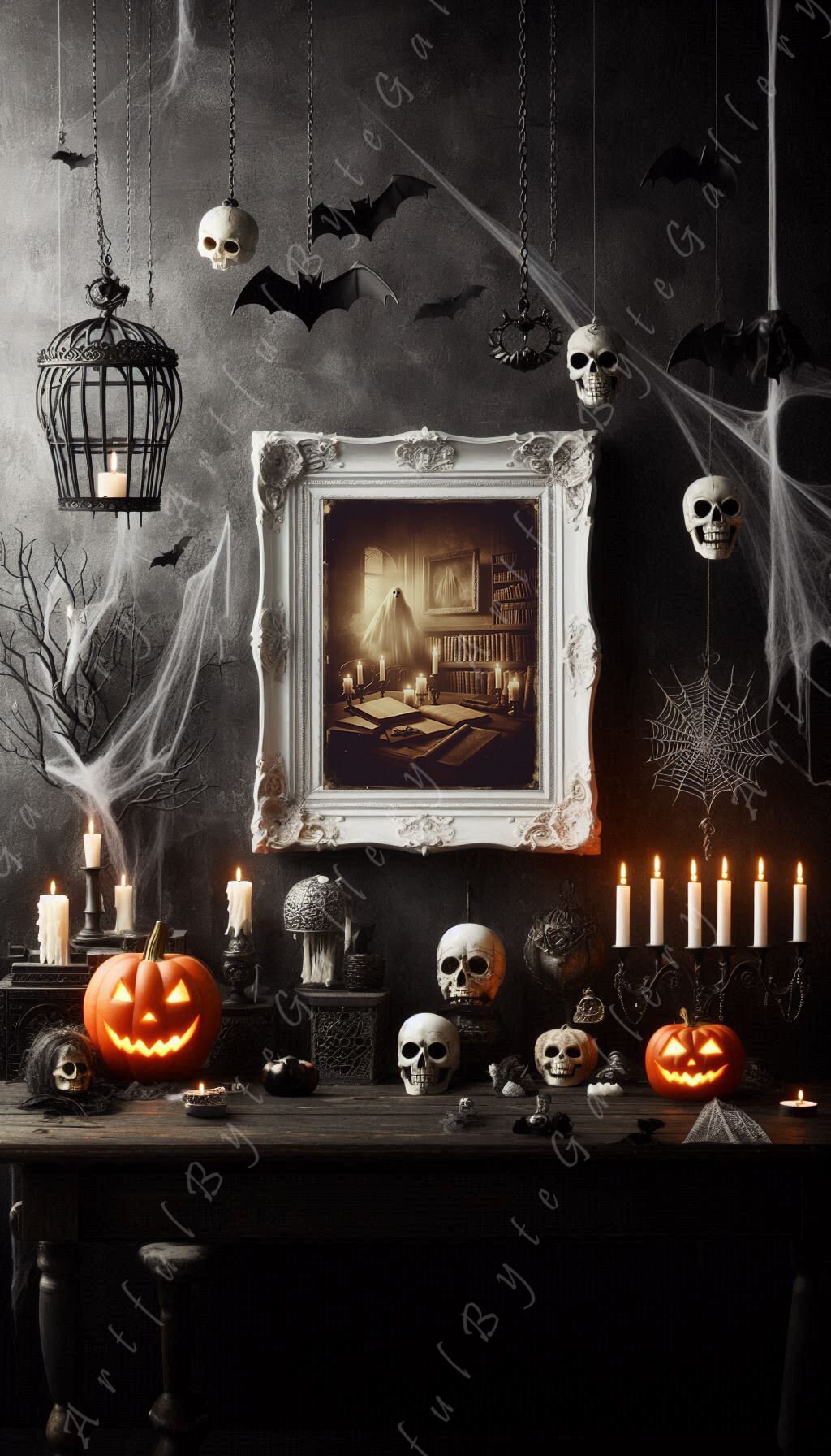 White Gothic Victorian Frame Mockup Halloween Art Display Halloween ...