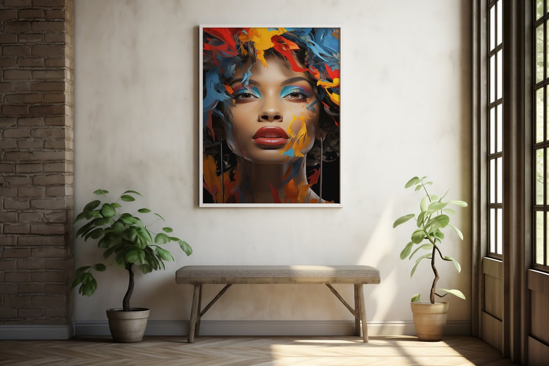 Colorful Woman Portrait Woman Face Wall Art Print Girl Poster Home ...
