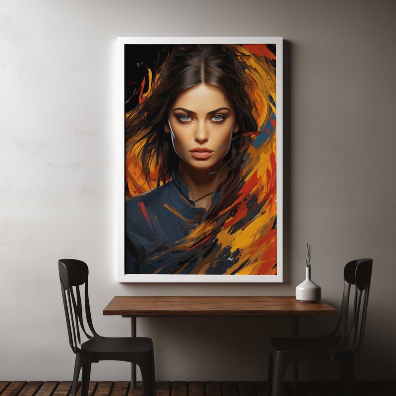 Woman Portrait Woman Face Wall Art Print Face Portrait Girl Poster Home ...
