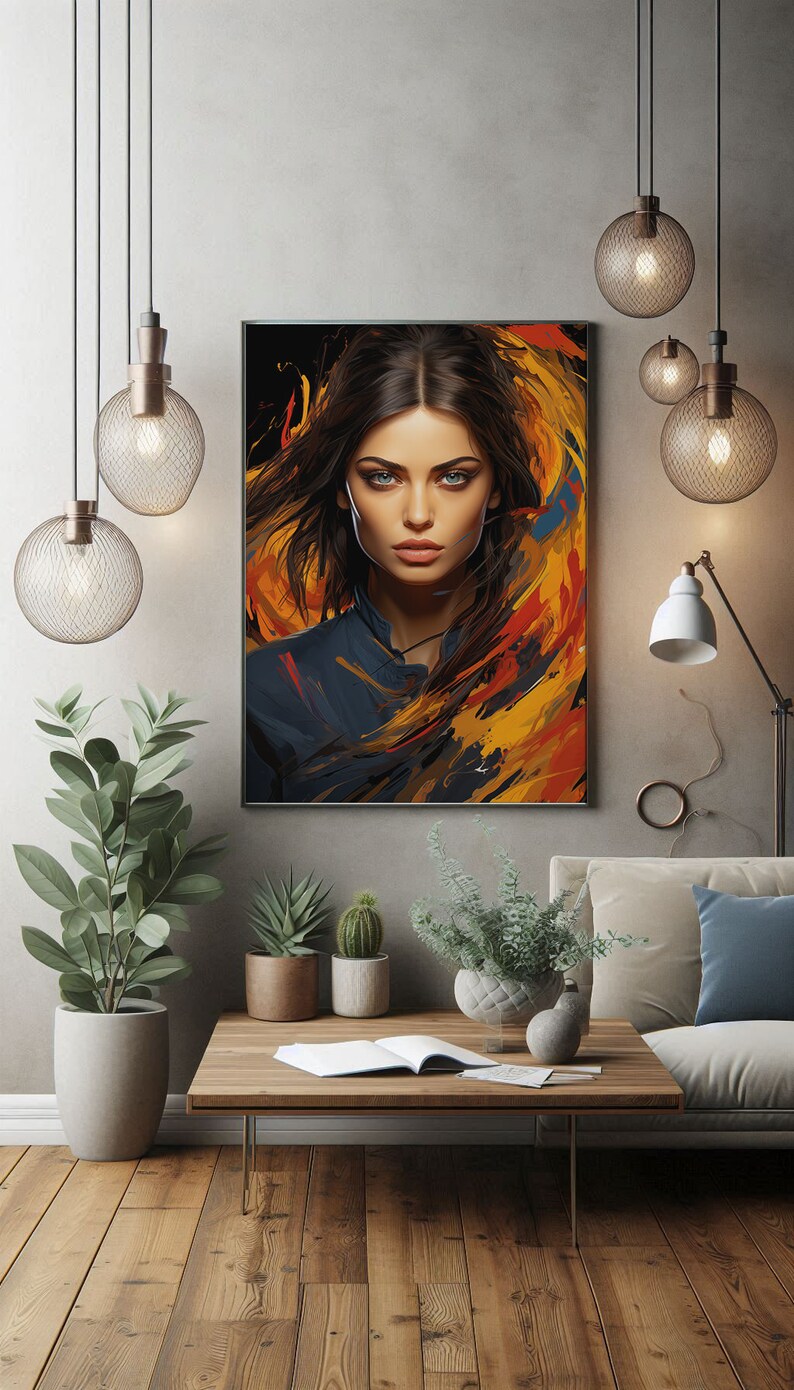 Woman Portrait Woman Face Wall Art Print Face Portrait Girl Poster Home ...