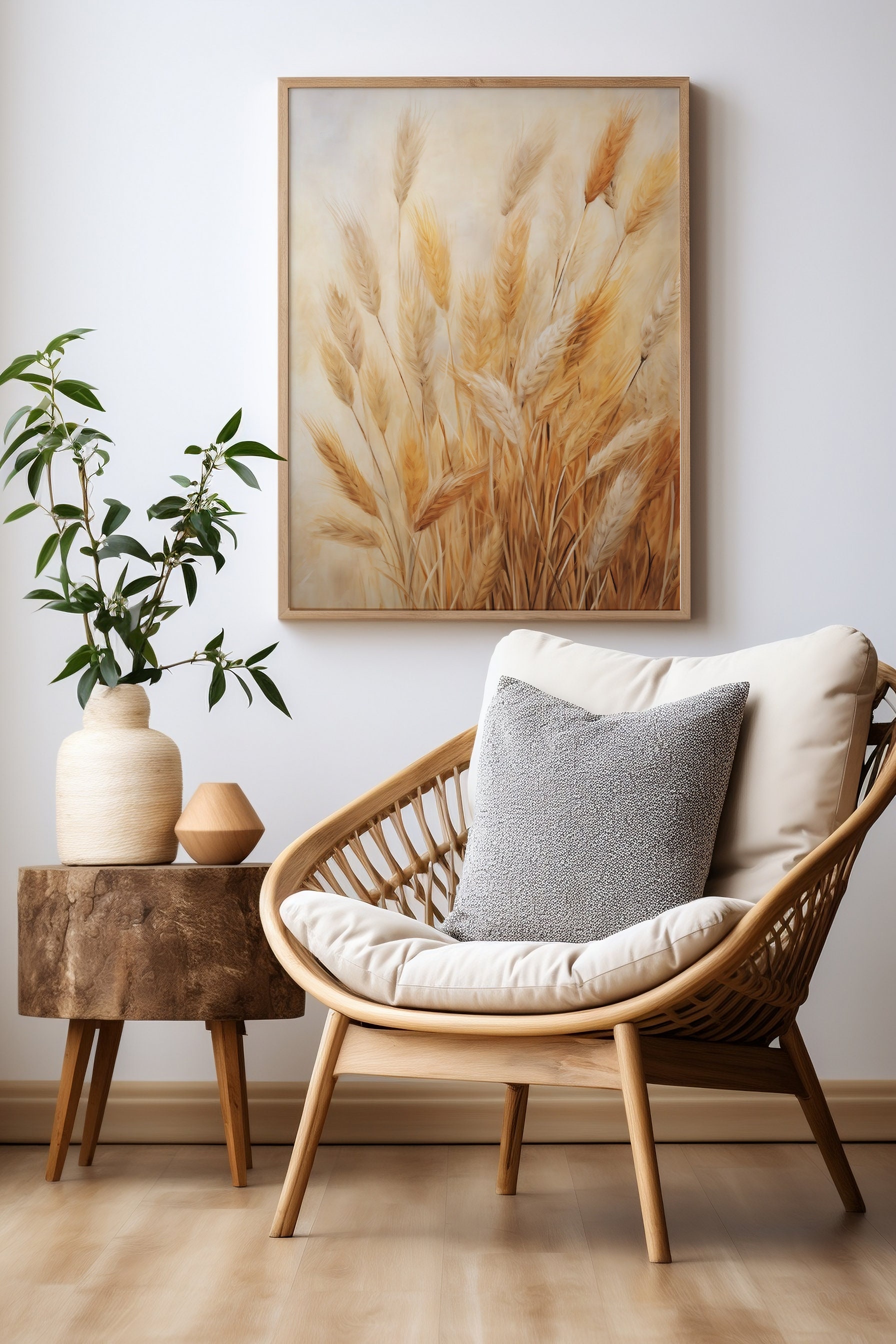 Wheat Wall Art, Wheat Field Print, Printable Wheat Illustration, Wheat ...