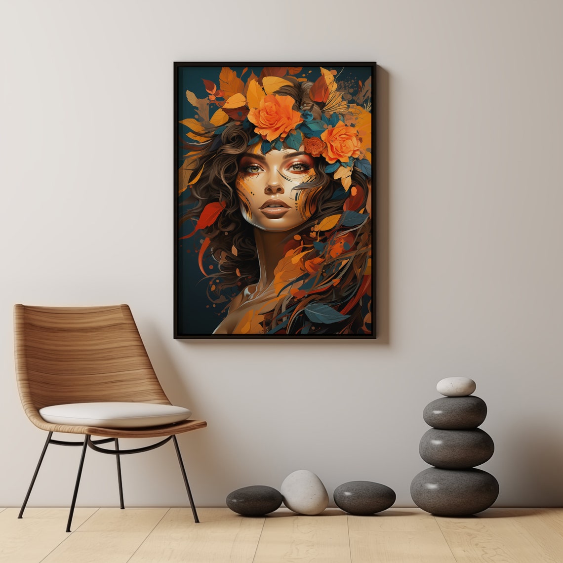 Woman Portrait Woman Face Wall Art Print Face Portrait Girl Poster Home ...