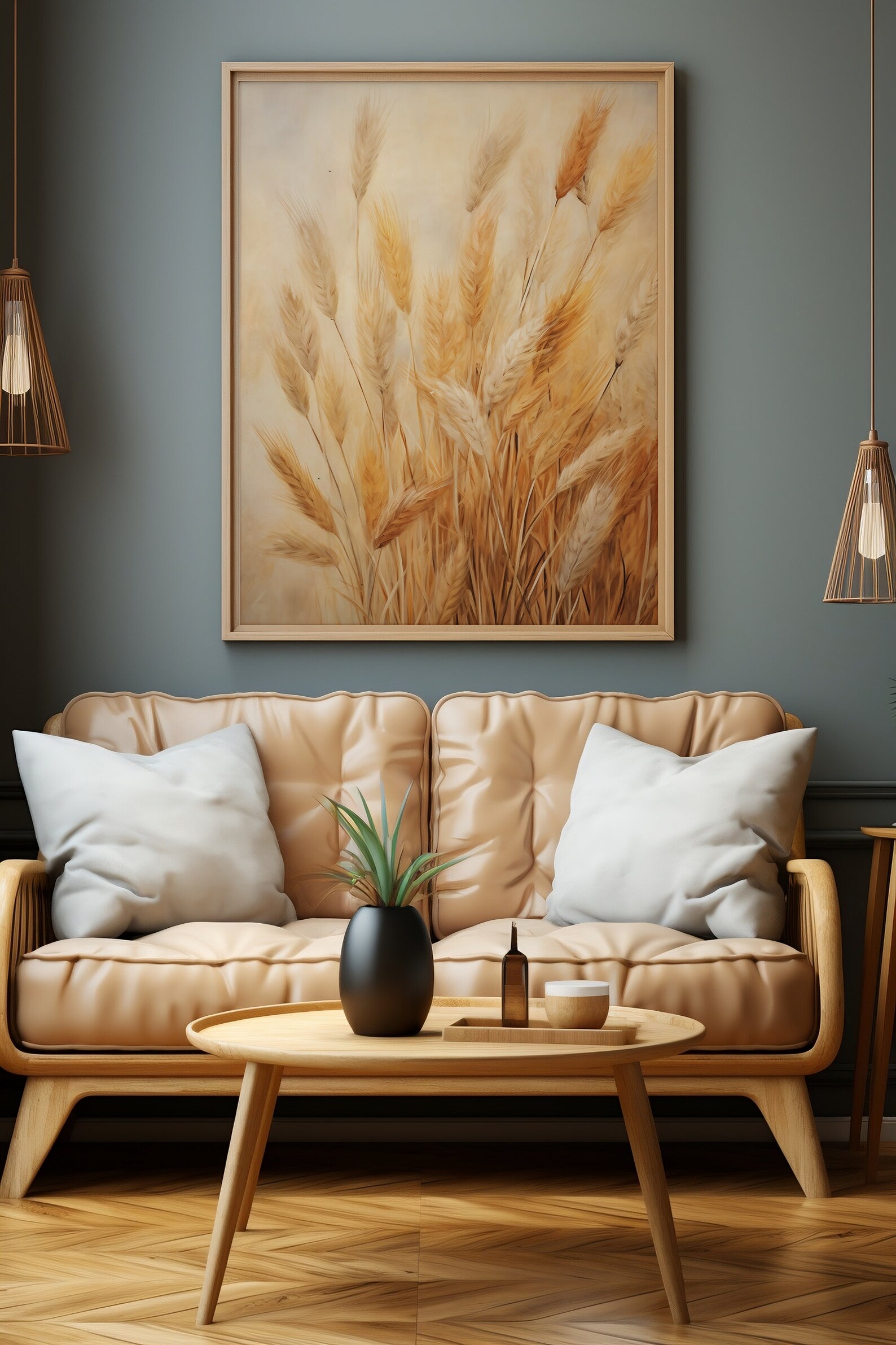 Wheat Wall Art, Wheat Field Print, Printable Wheat Illustration, Wheat ...