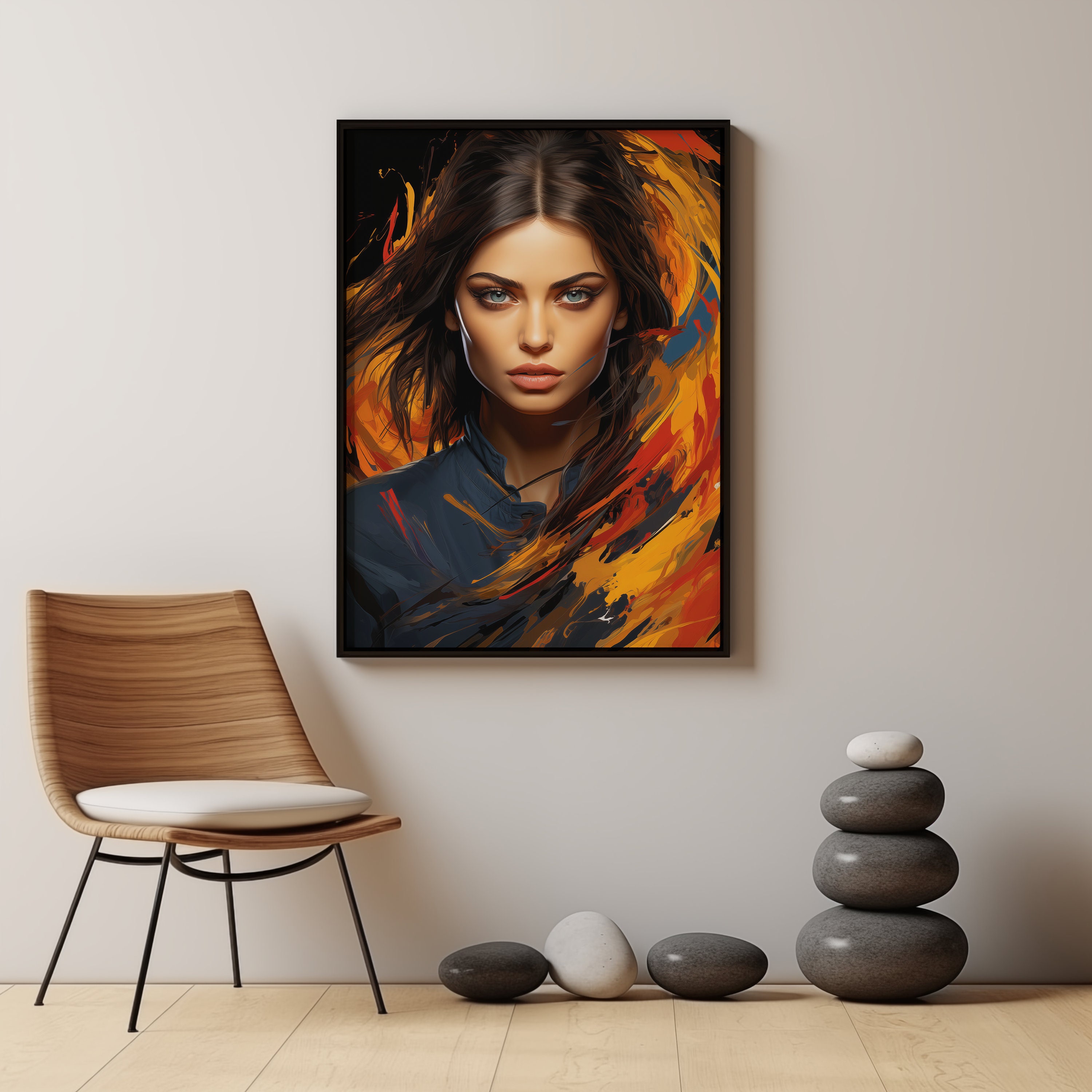Woman Portrait Woman Face Wall Art Print Face Portrait Girl Poster Home ...