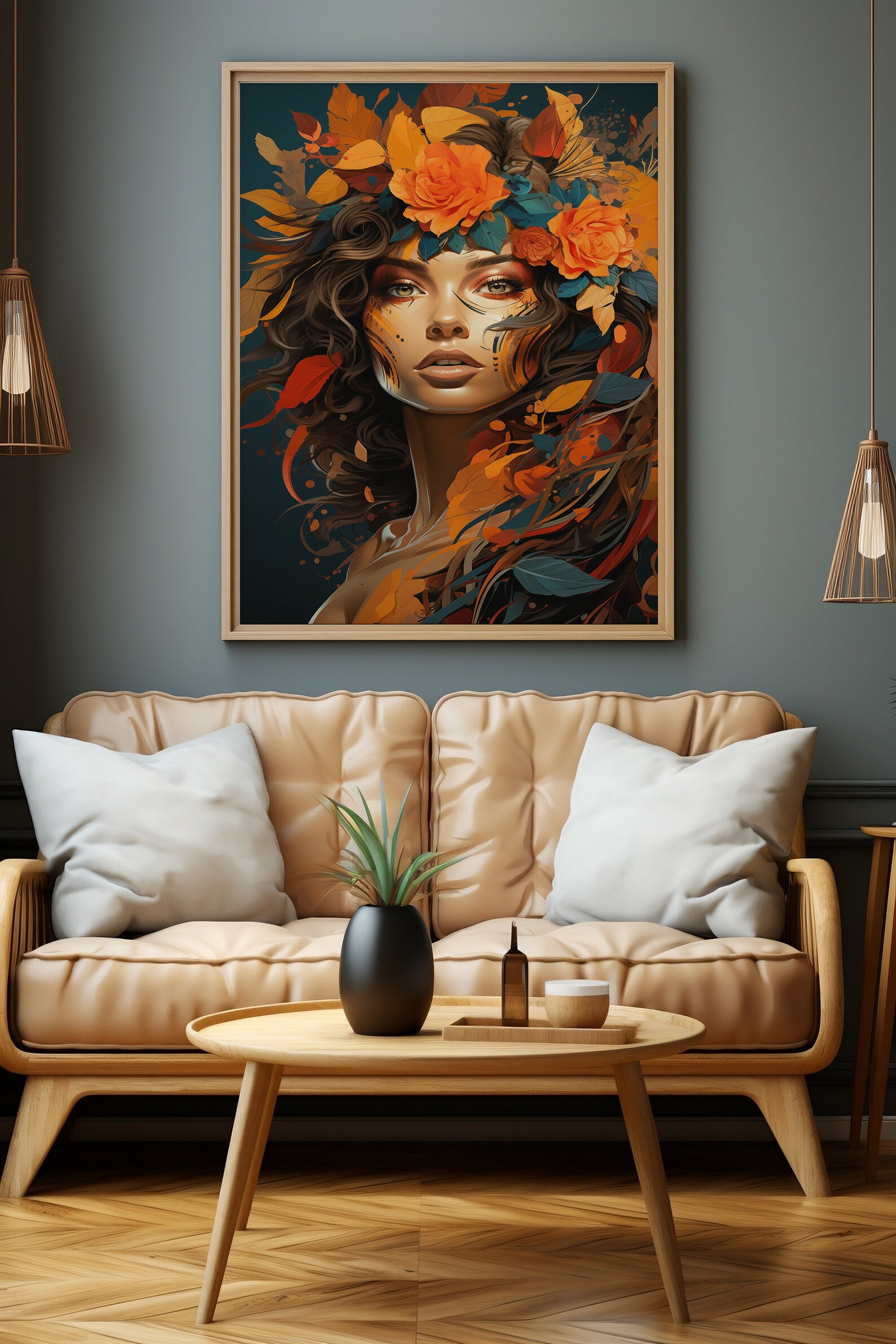 Woman Portrait Woman Face Wall Art Print Face Portrait Girl Poster Home ...
