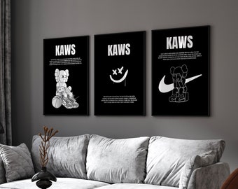 KAWS Poster Set of 3, Printables Minimalist Hypebeast Kaws Figure ...