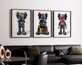 KAWS Poster Set of 3, Printables Minimalist Hypebeast Kaws Figure ...
