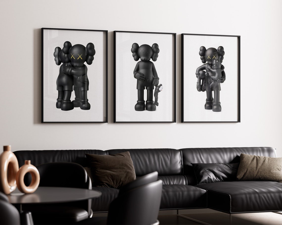 KAWS Poster Set of 3 Printables Minimalist Hypebeast Kaws - Etsy
