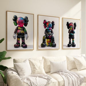 Kaws Poster, Set of 3 Graffiti Kaws Prints, Hypebeast Graffiti Kaws ...