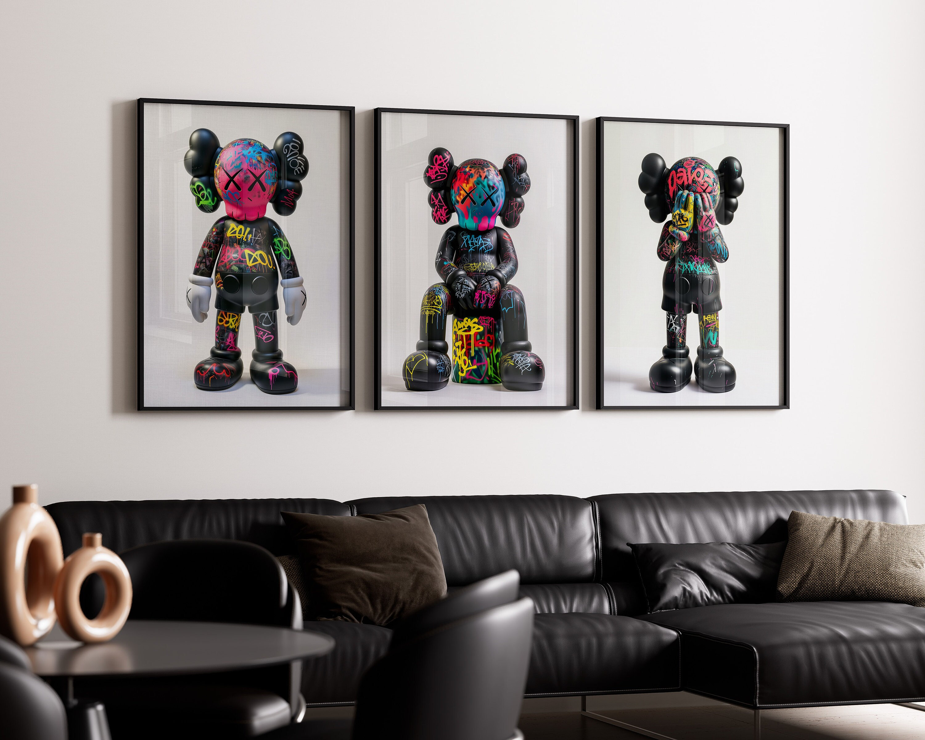Kaws Poster, Set of 3 Graffiti Kaws Prints, Hypebeast Graffiti Kaws ...