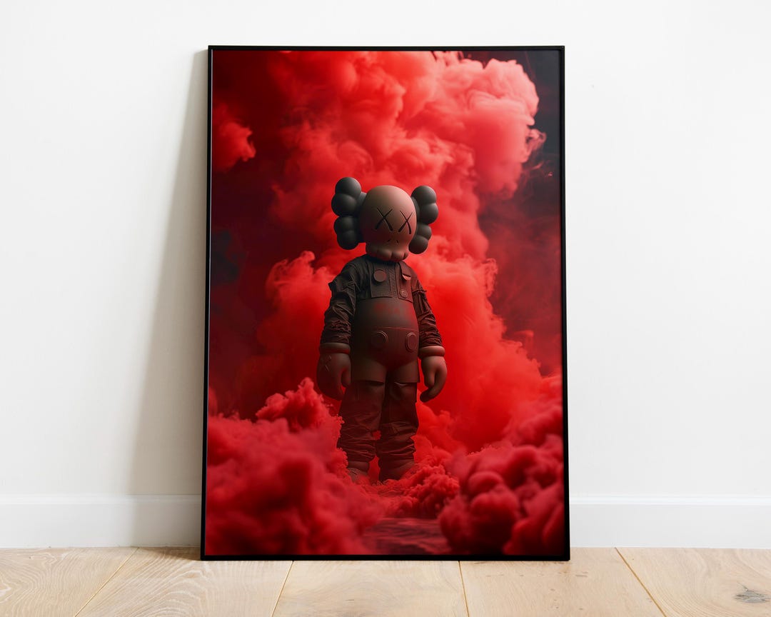 Kaws, Kaws Poster, Kaws Print, Kaws Wall Art, Hypebeast, Kaws Gift, Red ...
