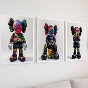 Kaws Poster, Set of 3 Graffiti Kaws Prints, Hypebeast Graffiti Kaws ...