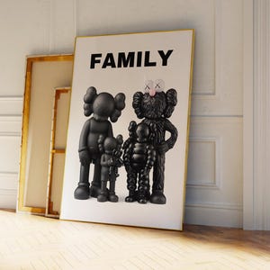 Printable Kaws Poster Set: Black Family Hypebeast Figure Wall Art ...