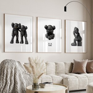 Printable Kaws Poster Set: Black Family Hypebeast Figure Wall Art ...