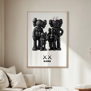 Kaws Poster, Kaws Print, Black Kaws Wall Art, Kaws Poster Set of 3 ...