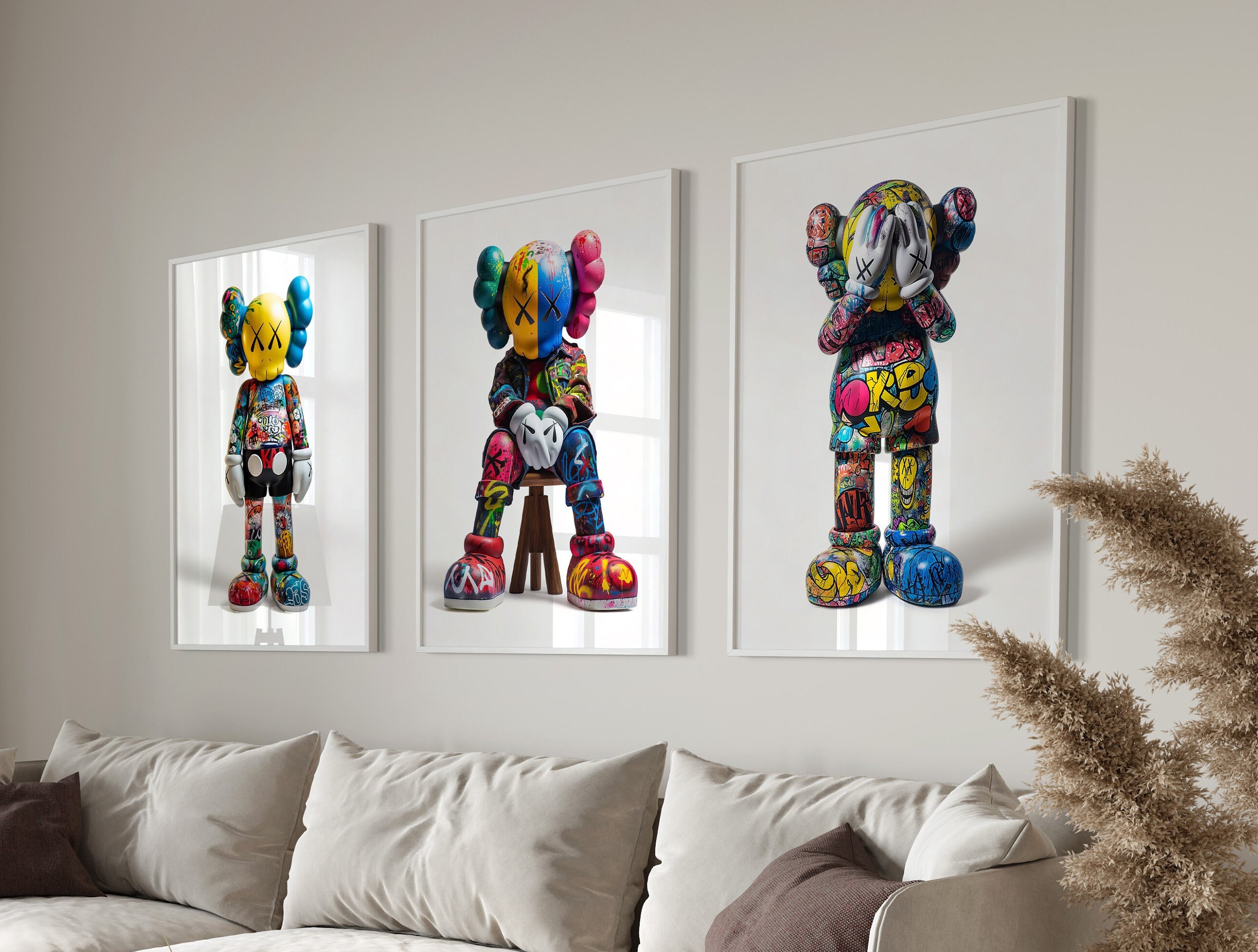 KAWS Poster Set of 3, Printables Minimalist Hypebeast Kaws Figure ...