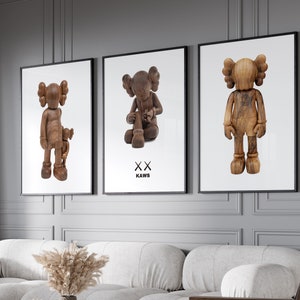 KAWS Poster, Set of 3 Printables Wooden Kaws Figure Poster, Kaws ...