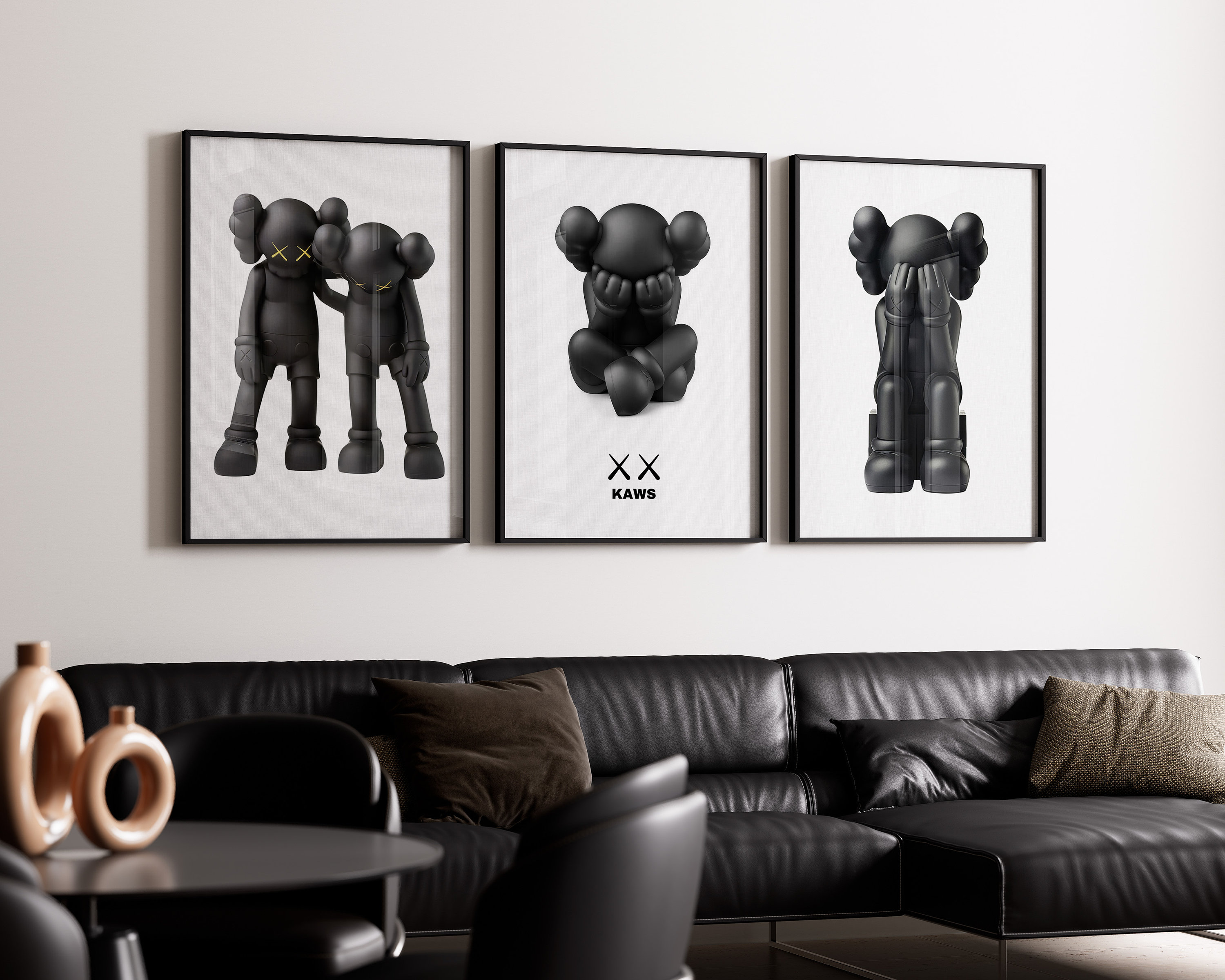KAWS Poster, Set of 3 Printables Black Kaws Poster, Hypebeast Kaws Poster Print, Kaws Wall Art ...