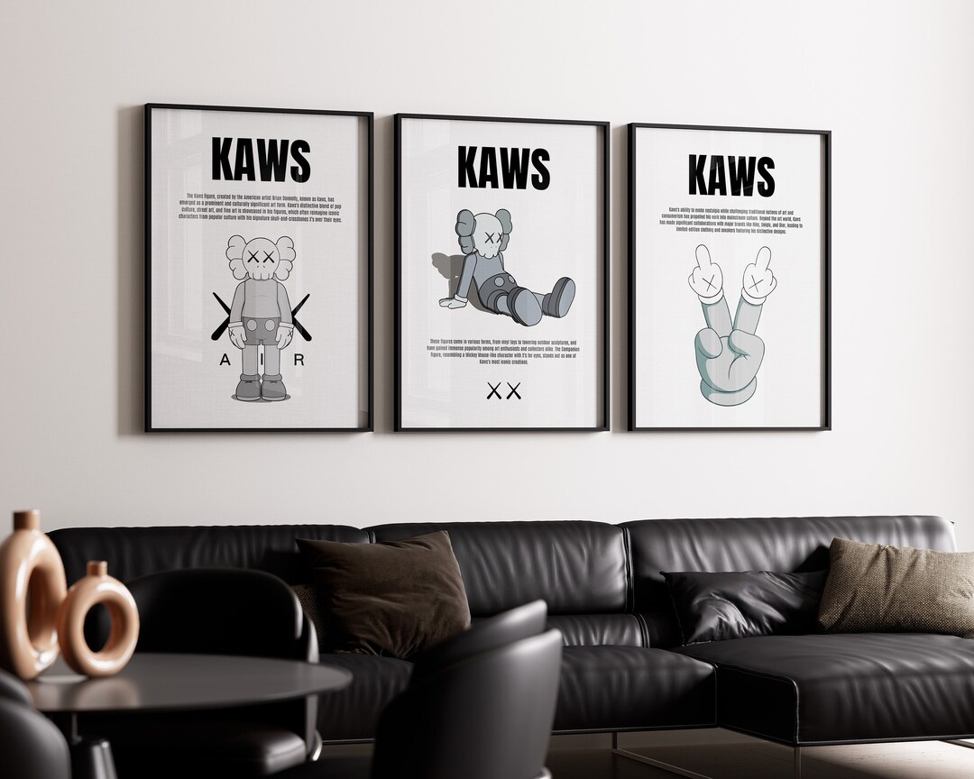 Kaws Poster Print, Set of 3, Kaws Wall Art, Hypebeast Decor, Kaws ...