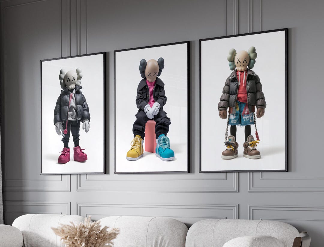 Kaws Poster, Kaws Print, Kaws Wall Art Kaws Poster Set of 3, Hypebeast ...