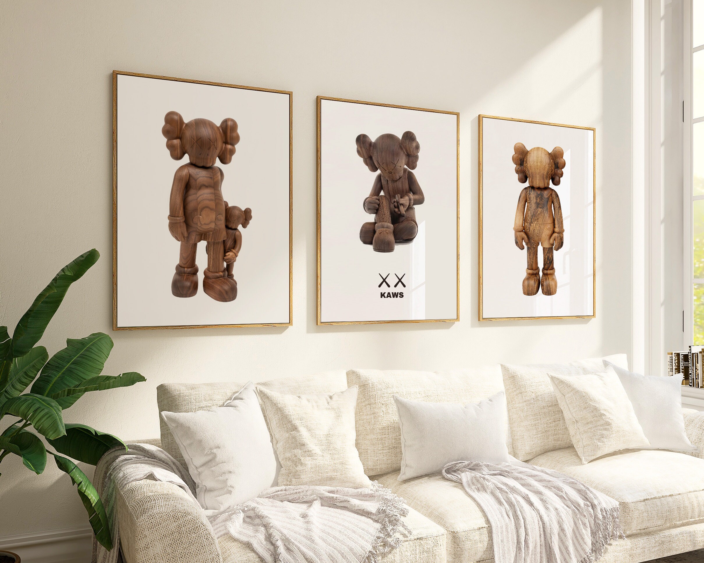 KAWS Poster, Set of 3 Printables Wooden Kaws Figure Poster, Kaws ...
