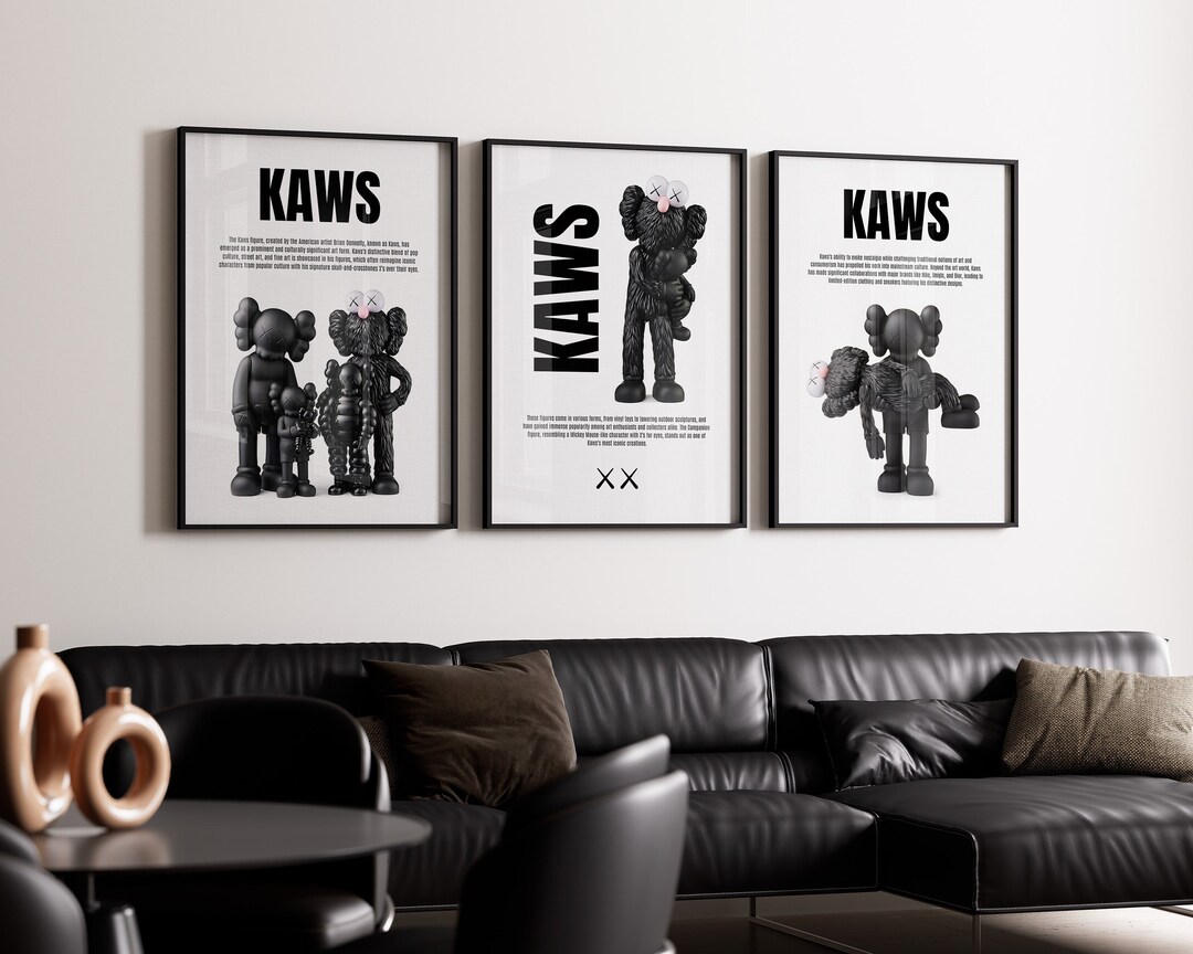 Kaws Poster Print, Set of 3, Hypebeast Figure, Graffiti, Kaws Wall Art ...