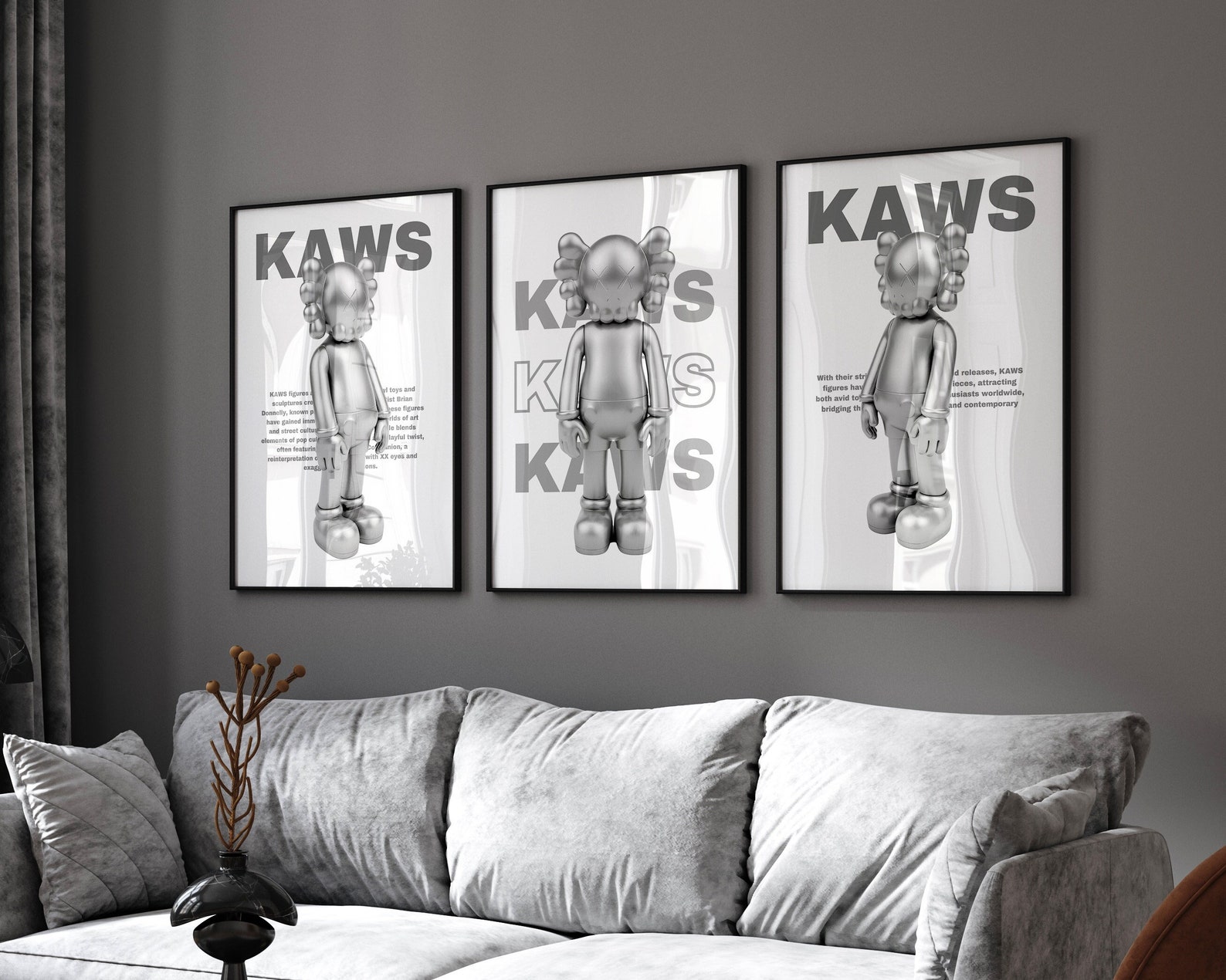 KAWS Poster Set of 3, Printables Minimalist Hypebeast Kaws Figure ...