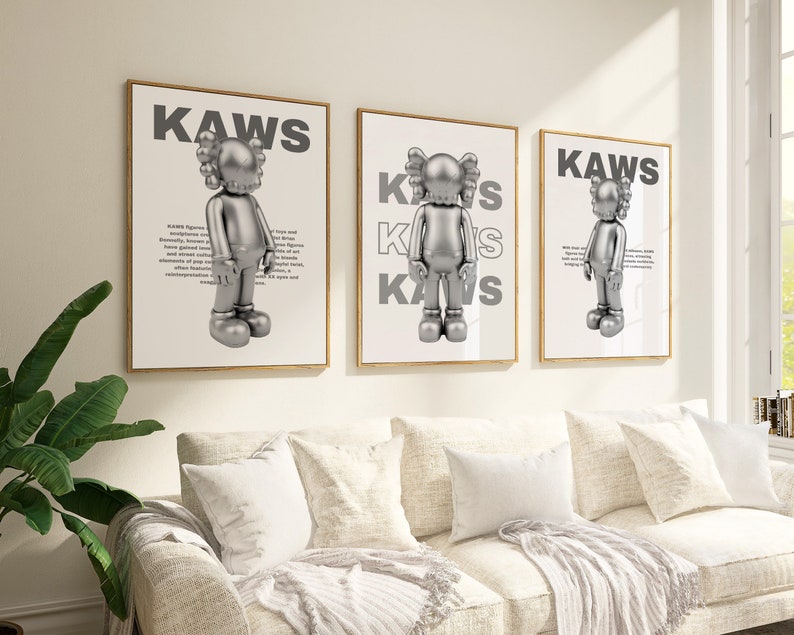 KAWS Poster Set of 3, Printables Minimalist Hypebeast Kaws Figure ...