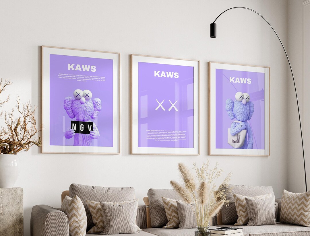 Kaws Poster, Kaws Print, Kaws Wall Art, Kaws Poster Set of 3, Kaws Art ...