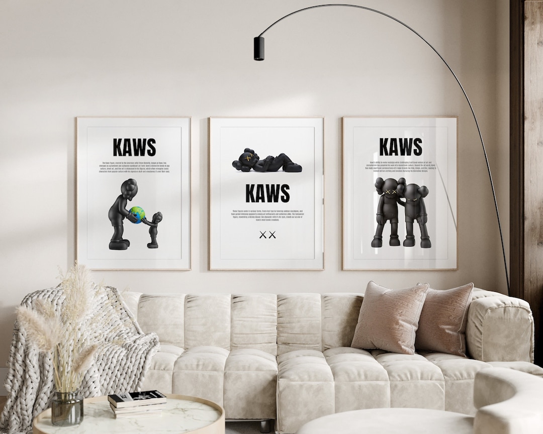 Kaws Poster Print, Set of 3, Kaws Wall Art, Hypebeast Kaws Sneaker ...