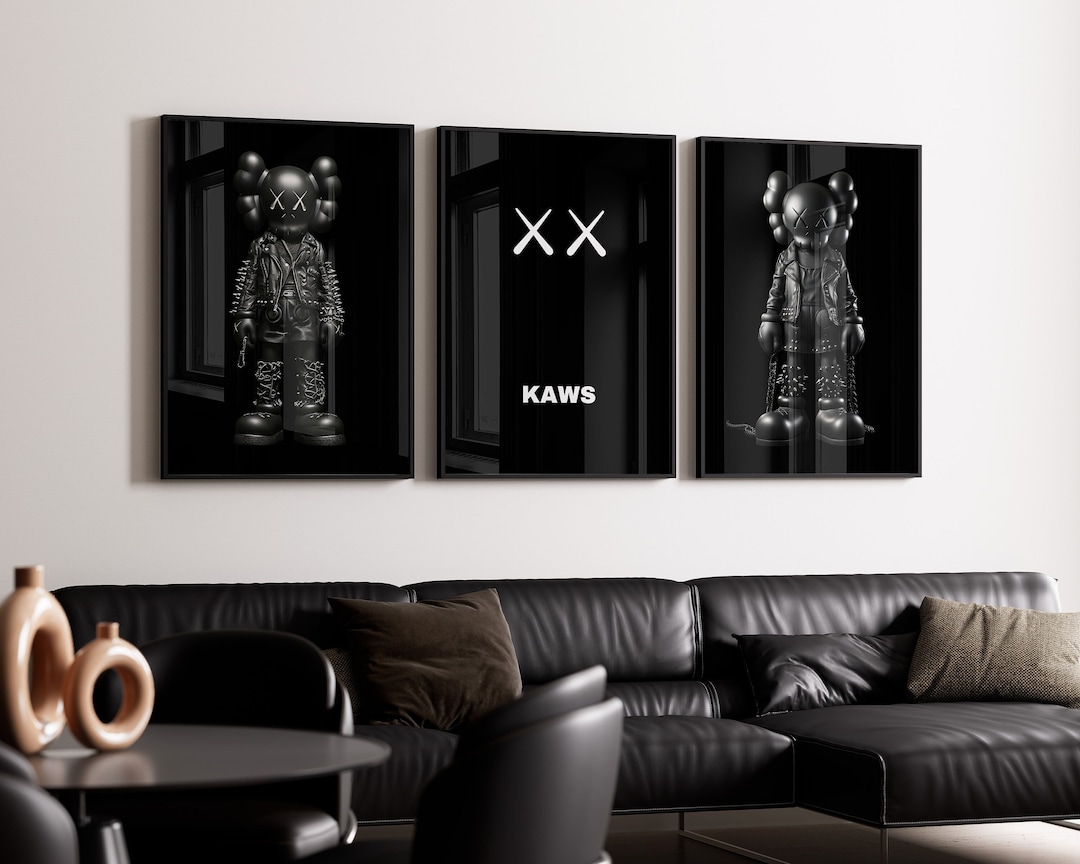 Printable Kaws Poster Set: Black Rock Heavy Metal Hypebeast Figure Wall ...