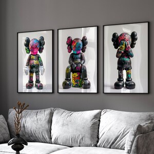 Kaws Poster, Set of 3 Graffiti Kaws Prints, Hypebeast Graffiti Kaws ...