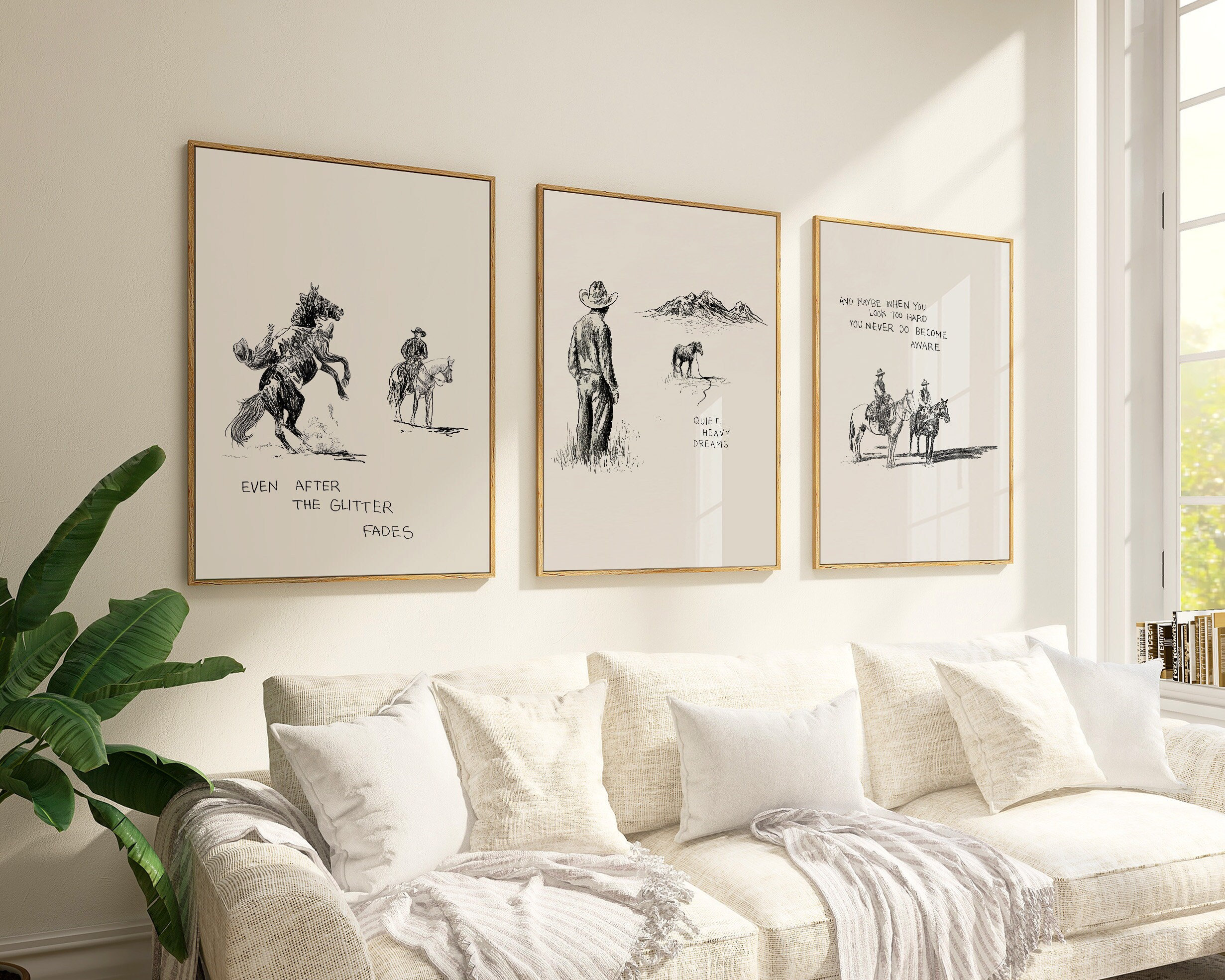 Zach Bryan Poster Set of 3, Album Draw Art, Minimalistic Black & White ...